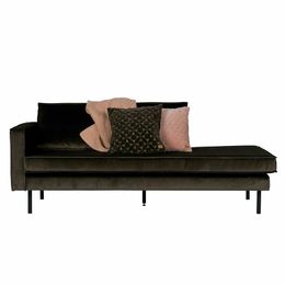 Pharao24.de Sofa Recamiere in Dunkelgr&uuml;n Samt Stoff