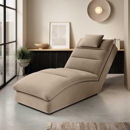 Pharao24.de Relaxliege Liegesessel in Beige aus Samt