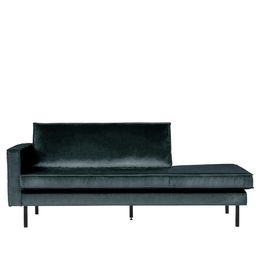 Pharao24.de Couch Recamiere in Petrol Samt Retro Look