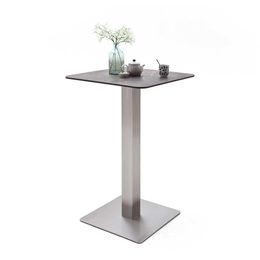 Pharao24.de Glas Bartisch mit Keramik beschichtet in Marmor Optik Edelstahl