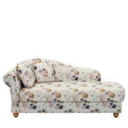 Pharao24.de Landhaus Sofa Recamiere in Beige - Bunt Blumen Motiv 188 cm breit