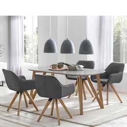 Pharao24.de Essplatzgruppe in Grau und Eiche Skandi Design (f&uuml;nfteilig)