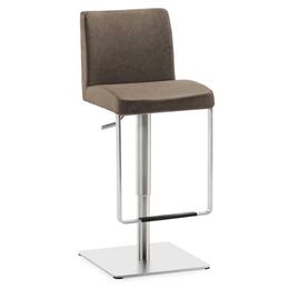 Pharao24.de Hoher Designbarhocker aus Kunstleder Edelstahl