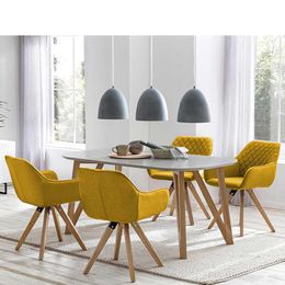 Pharao24.de Essgruppe in Gelb und Grau Skandi Design (f&uuml;nfteilig)