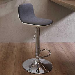 Pharao24.de Designbarhocker in Dunkelgrau Webstoff Lehne (2er Set)