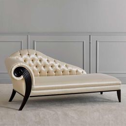 Pharao24.de Chaise Lounge im klassischen Stil Cremefarben und Schwarz