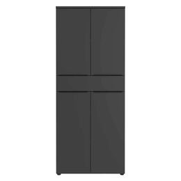 Pharao24.de B&uuml;roschrank Officeschrank in Dunkelgrau 197 cm hoch