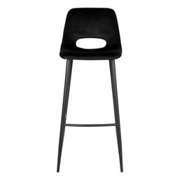 Pharao24.de Moderner Barhocker in Schwarz Samt Vierfu&szlig;gestell aus Metall (2er Set)