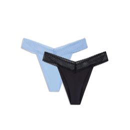 Gisela String Damen Gr&ouml;&szlig;e M hellblau / schwarz