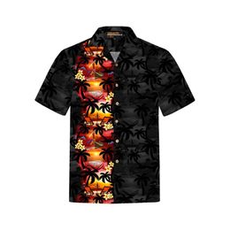 Hawaiihemdshop.de Hemd 'Hawaiihemd Paradise Night' Herren Gr&ouml;&szlig;e S schwarz
