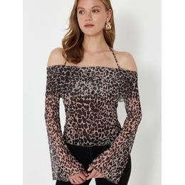 Trendyol Bluse Damen Gr&ouml;&szlig;e M rostbraun / dunkelbraun / greige