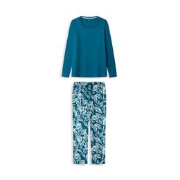 Gisela Pyjama Damen Gr&ouml;&szlig;e M blau / wei&szlig; Winterkleid