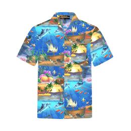 Hawaiihemdshop.de Button Up Shirt 'Ocean of Hawaii' male Blue size S