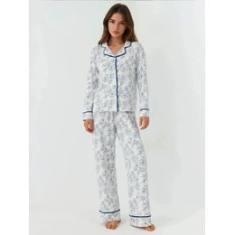 Hiccup Pyjama Damen Gr&ouml;&szlig;e XL navy / offwhite Winterkleid