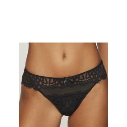 Lascana String 'Cara' schwarz Gr. 36/38 für Damen. Mit Schleife, Spitze, Mesheinsatz. Körpernah. Nachhaltig.