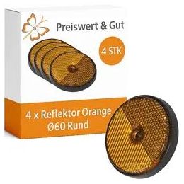 Pro Plus 4 x Anh&auml;nger Reflektoren orange &Oslash; 60 mm &ndash; R&uuml;ckstrahler & Seitenstrahler mit Schraubloch &ndash; Katzenaugen Anh&auml;nger Seitenreflektoren