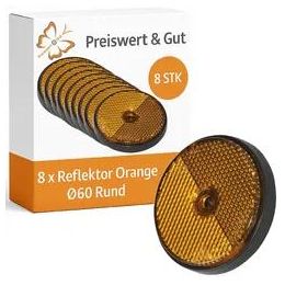 Pro Plus 8 x Anh&auml;nger Reflektoren orange &Oslash; 60 mm &ndash; R&uuml;ckstrahler & Seitenstrahler mit Schraubloch &ndash; Katzenaugen Seitenreflektoren