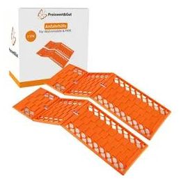 Sandbleche Anfahrhilfe 2er Set faltbar als Traktionshilfe bis 3 Tonnen 60 cm f&uuml;r PKW Wohnmobil Offroad geeignet f&uuml;r Sand Schnee und Matsch in Orange