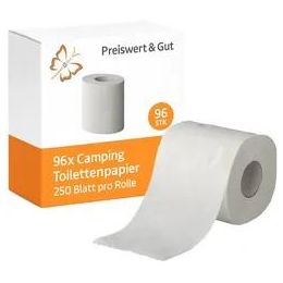 Pro Plus 96x Camping Toilettenpapier selbst aufl&ouml;send &ndash; 2-lagiges Klopapier je 250 Blatt f&uuml;r Campingtoiletten Wohnmobil Camper