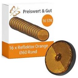Pro Plus 16 x Anh&auml;nger Reflektoren &Oslash; 60 mm &ndash; Katzenaugen R&uuml;ckstrahler & Seitenstrahler &ndash; Orange Seitenreflektoren, mit Schraubloch &Oslash; 5 mm
