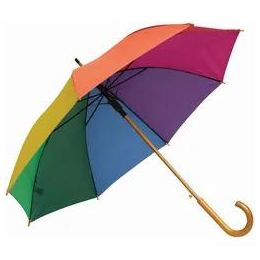 Regenschirm Automatik Stockschirm Bunt &Oslash;103cm Regenbogen Holztips Rundhakengriff und Metallspeichen Stockregenschirm