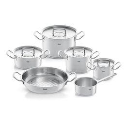 Fissler Kochtopfset Profi Collection, Silber, Metall, 6-teilig, 24 cm,20 cm,16 cm, 5 L,3 L,1.5 L,1 L, Messskala, backofengeeignet, breiter Sch&uuml;ttrand, Griffe werden nicht hei&szlig;, Kochen, T&ouml;pfe, Topfsets