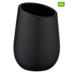 Wenko 2er-Set: Zahnputzbecher ''Badi'' in Schwarz - (H)11 x &Oslash; 8 cm - 11% | Badezimmer-accessoires