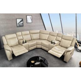 Riess Ambiente Exklusiver 5er Kinosessel HOLLYWOOD beige Ecksofa Getränkehalter Stauraum Riess-Ambiente Industrie & Loft Modern