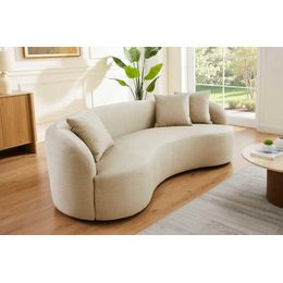 Riess Ambiente Modernes Sofa ATELIER 230cm beige Samt 3-Sitzer Couch inkl. Kissen Riess-Ambiente L-Form Wohnzimmer