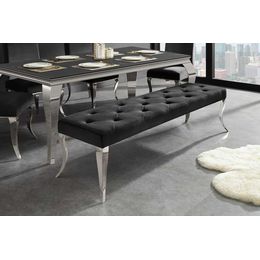 Riess Ambiente Chesterfield Sitzbank MODERN BAROCK DELUXE 170cm schwarz Samt silber Edelstahl Riess-Ambiente