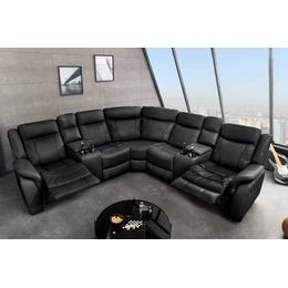 Riess Ambiente Exklusiver 5er Kinosessel HOLLYWOOD schwarz Ecksofa Getränkehalter Stauraum Riess-Ambiente Industrie & Loft Modern