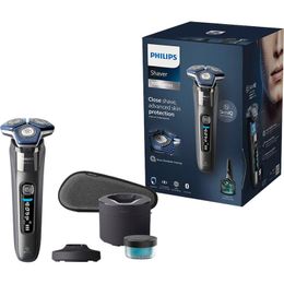 Philips Elektrorasierer »Shaver Series 7000 S7887/55« Reinigungsstation ausklappbarer Präzisionstrimmer 1 Reinigungskartusche, Etui, Ladestand, mit...