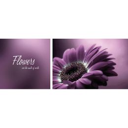 queence Leinwandbild &raquo;Flower&laquo; Blumen Blumenbilder Kunst Modern Schriftzug Schriftz&uuml;ge Spa Spa Bilder Spr&uuml;che Spr&uuml;che & Texte Set, Premium-