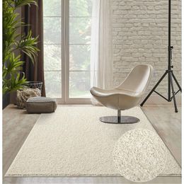 the carpet Teppich &raquo;Foxy&laquo; rechteckig 30 mm H&ouml;he Wohnzimmer Teppich Hochflor waschbar rutschfest wei&szlig; Obermaterial: 100% Polypropylen B : 120 cm 1...