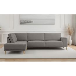 OTTO home Ecksofa &raquo;Oland Skandi, weicher Chenille-Stoff&laquo; L-Form, 289 cm, Wellenunterfederung, Skandi-Design, Massivholzf&uuml;&szlig;e 100% Polyester