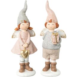CREATIV DECO Engelfigur &raquo;Weihnachtsdeko&laquo; mit niedlichem Gesicht sowie Herz und Geschenk bunt