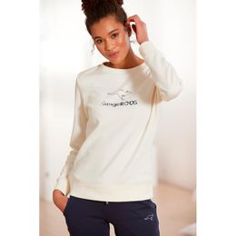 Kangaroos Damen Kangaroos Sweatshirt, mit Kontrastfarbenem Logodruck, Loungeanzug wei&szlig; 32/34