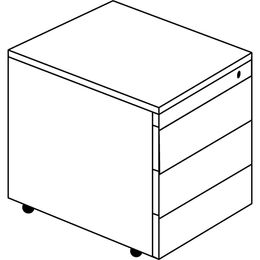 Mauser Schubladencontainer mit Rollen, HxT 579 x 600 mm, Kunststoffplatte, 3 Schubladen, lichtgrau / lichtgrau / lichtgrau
