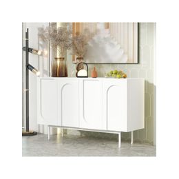 ABRIHOME Modern minimalistisches Sideboard mit 4 Türen im Bogenmuster in Weiß | Gr.: onesize