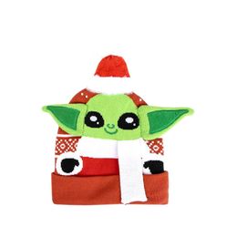 Cerda Weihnachtsm&uuml;tze Star Wars Grogu 3D-Ohren in Rot | Gr.: onesize