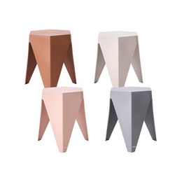 Beliani 4er-Set Hocker KARAVOS in Bunt/Grau/Braun | Gr.: onesize