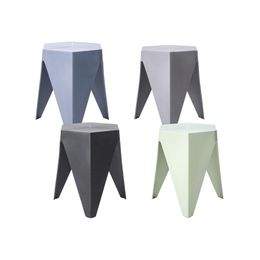 Beliani 4er-Set Hocker KARAVOS in Bunt/Gr&uuml;n/Grau | Gr.: onesize