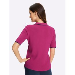 Heine Kurzarmpullover in fuchsia-dunkelblau | Gr.: 42