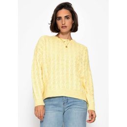 SASSYCLASSY Pullover mit Zopfmuster in Gelb | Gr.: S