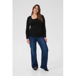Kaffe curve Langarm-Shirt KComia Tight fit in Black Deep | Gr.: S