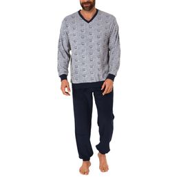 Normann Frottee Pyjama lang B&uuml;ndchen - 48169 in grau | Gr.: 58