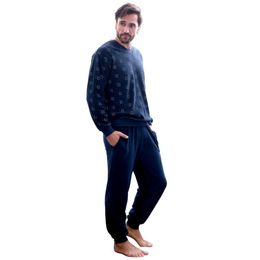 Normann Frottee Pyjama lang B&uuml;ndchen - 48157 in marine | Gr.: 54