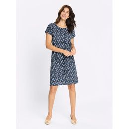 Sieh an! Jersey-Kleid in dunkelblau-ecru-bedruckt | Gr.: 50