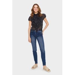 Saint Tropez Kurzarm-Bluse LiljaSZ Slim fit in Night Sky Dot | Gr.: L