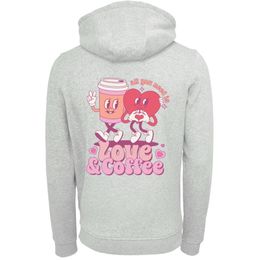 F4NT4STIC Hoodie Love and Coffe Valentinstag in grau meliert | Gr.: XS